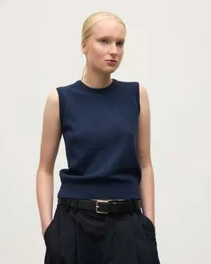 Johnstons Of Elgin Iris Classic Cashmere Tank - Navy