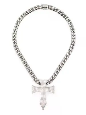 DARKAI Xxl Gothic Cross Pendant Necklace - Silver