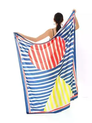 AMAPO Striped Geometric Scarf - Blue