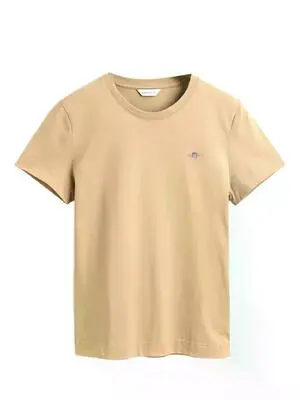Gant Logo-Embroidered T-Shirt Neutrals
