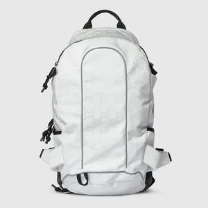 Gucci Small Gg Nylon Jacquard Backpack - White