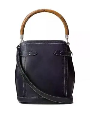 Ralph Lauren Small Leather Bucket Bag With Wood Handle