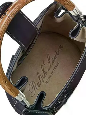 Ralph Lauren Small Leather Bucket Bag With Wood Handle