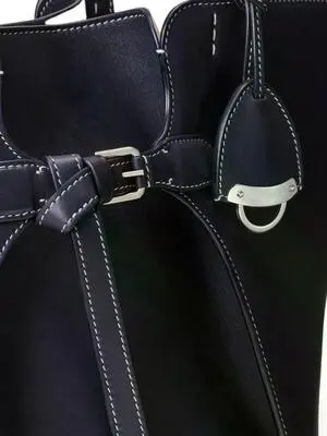 Ralph Lauren Leather Tote Bag With Wood Handles - Blue