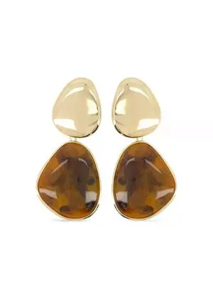 SELF-PORTRAIT Tiger-eye Embellished Earrings - Gold