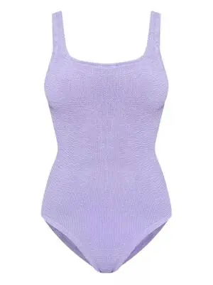 Hunza G Coverage Square-neck Crinkle One-piece Swimsuit - Purple