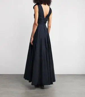 Talbot Runhof Taffeta Pleated Maxi Dress