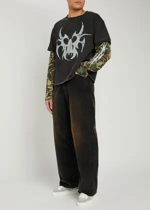 CHEW FOREVER Roach Layered Long Sleeve Cotton T-shirt