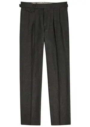 Polo Ralph Lauren Pleated Tapered-leg Wool Trousers - Grey