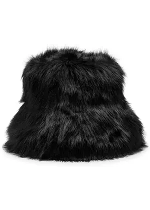 Lack Of Color Faux Fur Bucket Hat - Black
