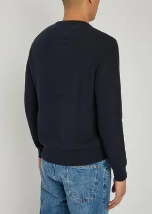 Polo Ralph Lauren Logo-embroidered Waffle-knit Jumper - Navy