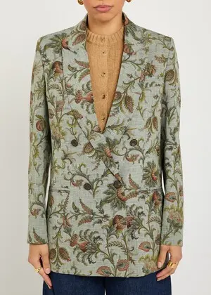 Etro Patterned Double-breasted Woven Blazer - Multicoloured 1