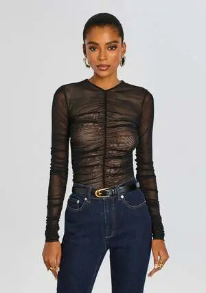 SEROYA Eirlys Mesh Top - Black/nude