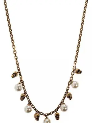 Alexander McQueen Skull And Pearl Pendant Necklace