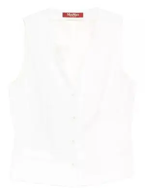 Max Mara V-neck Button Vest - Neutrals
