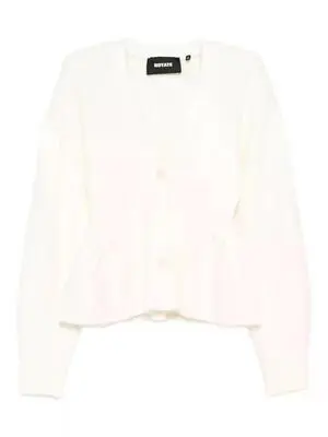 ROTATE BY BIRGER CHRISTENSEN Peplum V-neck Cardigan - White