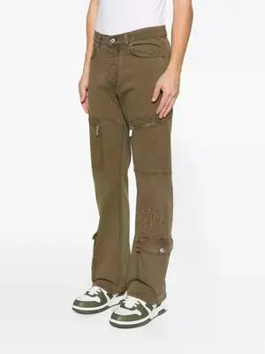 Off-White Embroidery Trousers With Zip-pocket