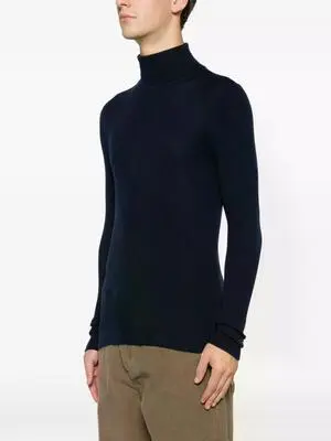 SUNFLOWER Ribbed Knit Roll-neck Sweater - Blue