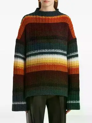 Khaite Yanis Sweater In Multicolor Stripe - Orange