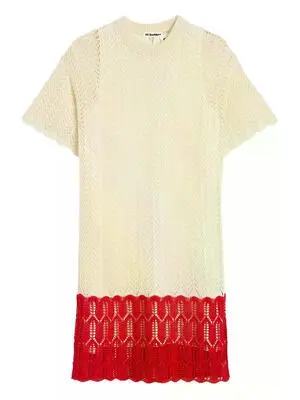 JIL SANDER Cotton Pointelle Mini Dress - Neutrals