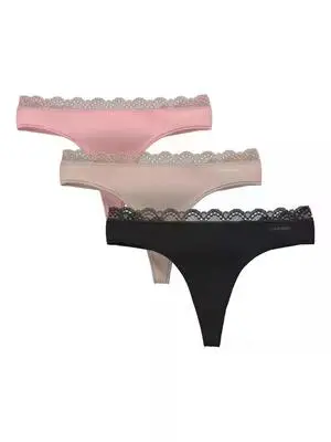 Calvin Klein Lace-trim Thongs - Pink