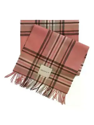 Gant Check-pattern Wool Scarf - Pink