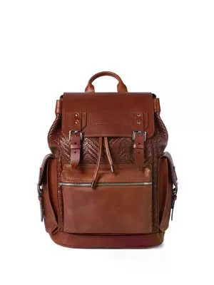 Brunello Cucinelli Braided-detail Leather Backpack - Brown