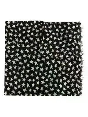 Saint Laurent Star Print Scarf - Black