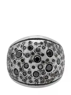 John Varvatos Stardust Black Diamond Wide Band Ring - Silver