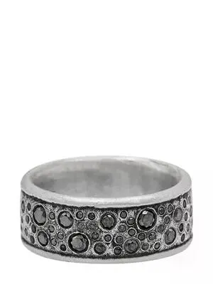 John Varvatos Stardust Black Diamond Ring - Silver