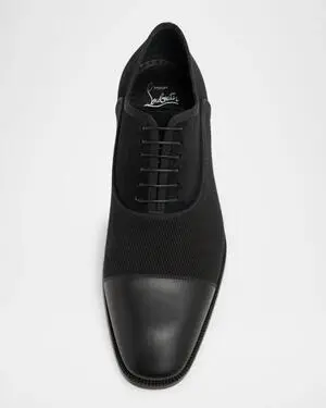 CHRISTIAN LOUBOUTIN Greggory Leather & Fabric Oxford Shoes - Black