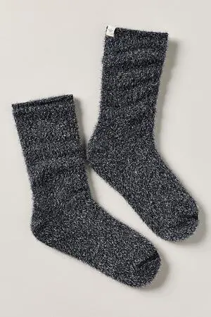 BOMBAS Sparkle Fuzzy Calf Socks - Black Sparkle