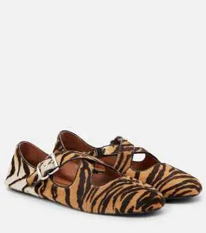 Alaïa Tiger-print Calf Hair Ballet Flats - Multicoloured
