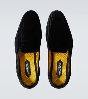 TOM FORD Steven Striped Velvet Loafers