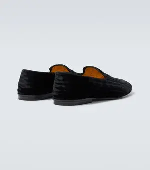 TOM FORD Steven Striped Velvet Loafers