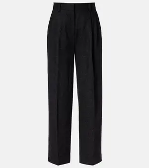 TOTEME Wool-blend Flannel Straight Pants - Grey