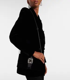 Manolo Blahnik Capri Embellished Velvet Clutch - Black