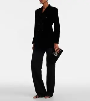 Manolo Blahnik Capri Embellished Velvet Clutch - Black