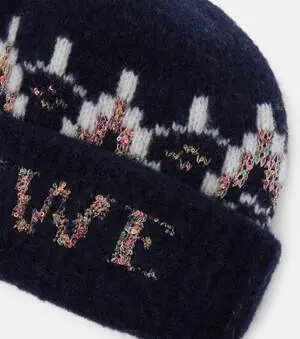 Loewe Fair Isle Sequined Wool-blend Beanie - Blue