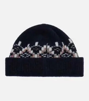 Loewe Fair Isle Sequined Wool-blend Beanie - Blue