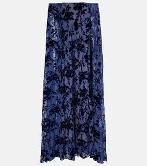 RODARTE Caped Off-shoulder Jacquard Maxi Dress - Blue