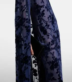 RODARTE Caped Off-shoulder Jacquard Maxi Dress - Blue