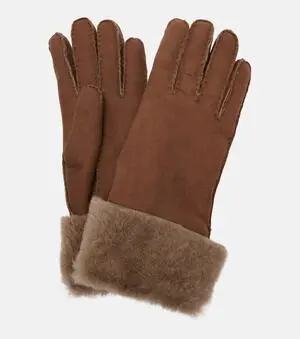 Brunello Cucinelli Shearling-trimmed Suede Gloves - Brown