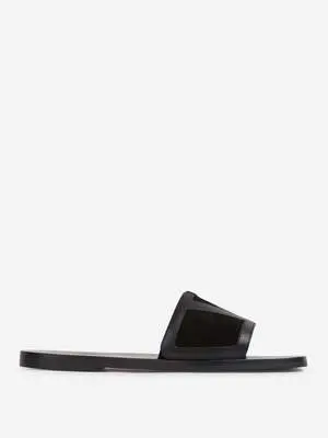 Valentino Garavani VLogo Calf Suede Sandals - Black