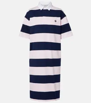 Coperni Striped Cotton Polo Dress - Blue