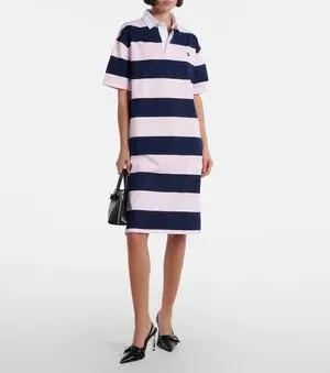 Coperni Striped Cotton Polo Dress - Blue