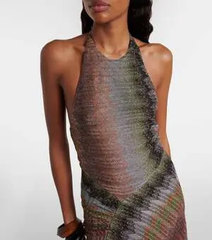 Missoni Zigzag Halterneck Lamé Maxi Dress - Multicoloured