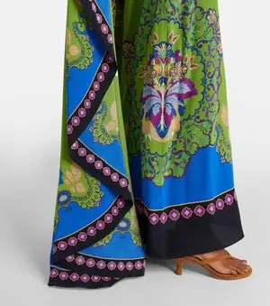 La DoubleJ Magic Printed Caped Silk Maxi Dress - Green