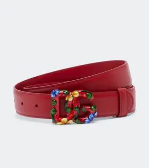 Dolce & Gabbana Dg Embellished Leather Belt - Red