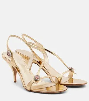 FERRAGAMO Sibilla 70 Metallic Leather Sandals - Gold